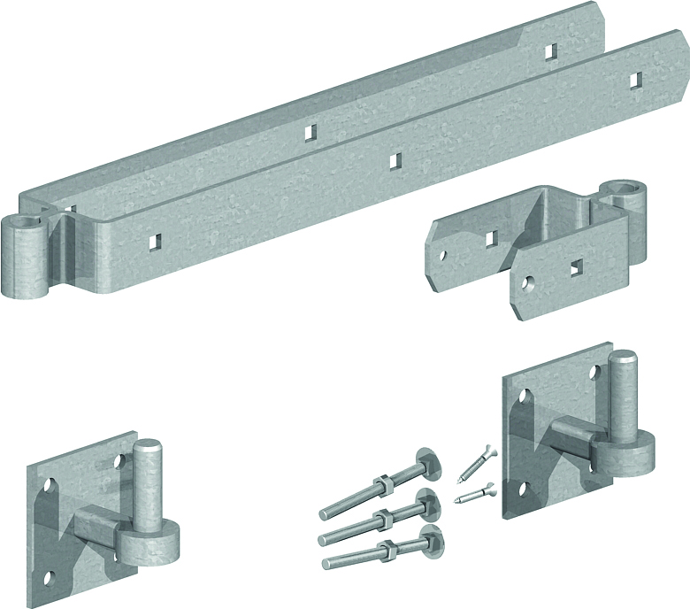 Field Gate Double Strap Hinge Sets w/ Hooks on Plates - Clarke Fencing