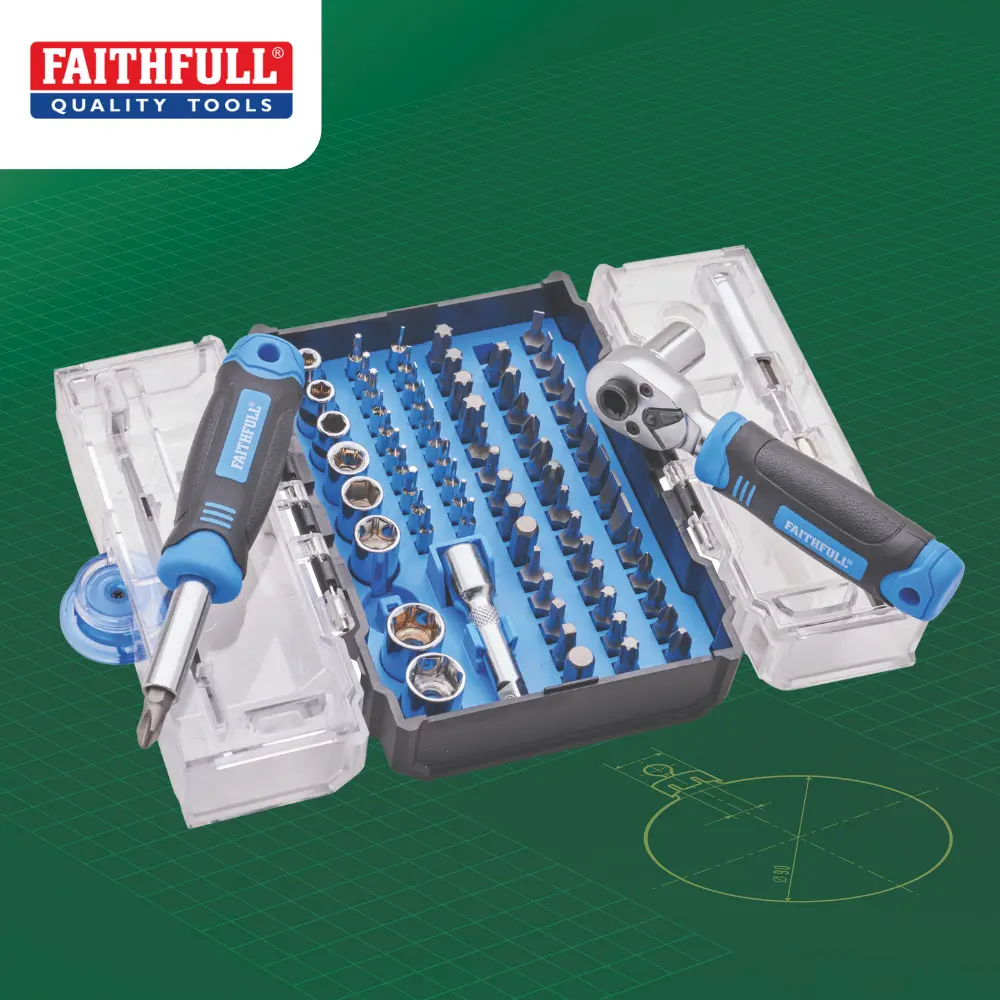 Faithfull 78 Piece Screwdriver Bit & Socket Set - Clarke Fencing